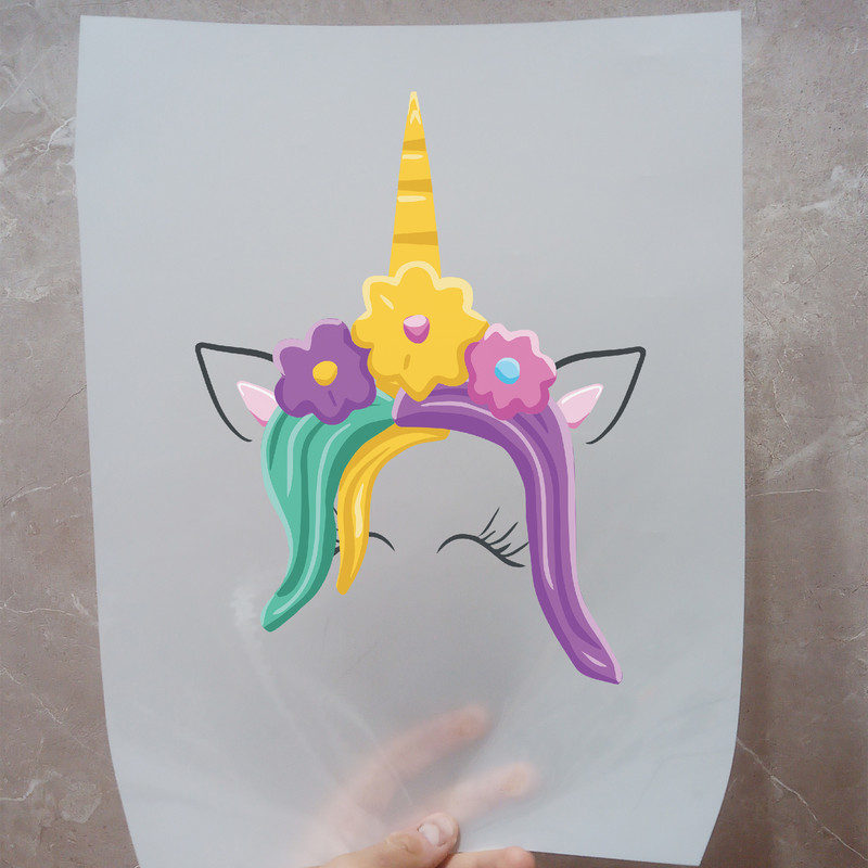 قیمت و خرید استیکر پارچه و لباس مدل dtf طرح یونیکورن کد H20.29 مجموعه 6 عددی