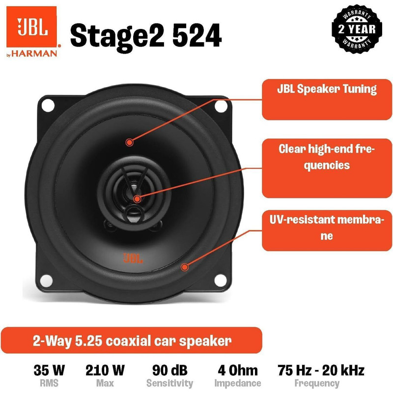 قیمت و خرید اسپیکر خودرو جی بی ال مدل stage2 524 بسته دو عددی