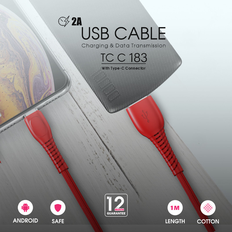 قیمت و خرید کابل تبدیل USB به usb-C تسکو مدل TCC 183 طول 1 متر