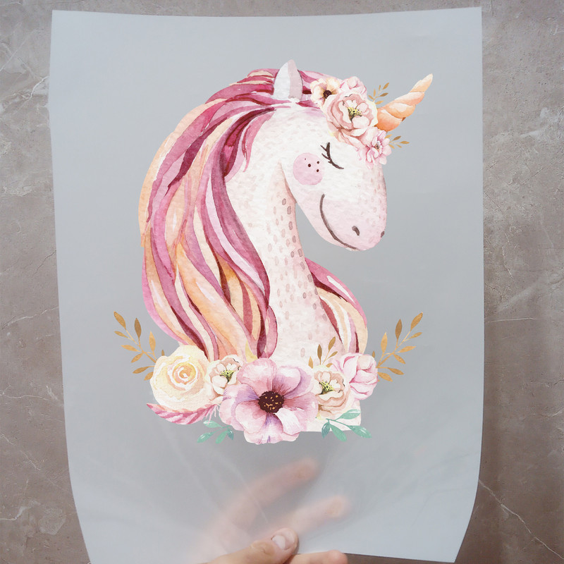 قیمت و خرید استیکر پارچه و لباس مدل dtf طرح یونیکورن کد H15.486 مجموعه 4 عددی