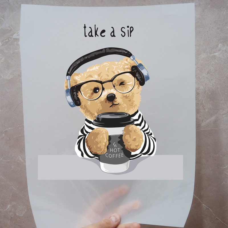 قیمت و خرید استیکر پارچه و لباس مدل dtf طرح تدی کد H20.128 مجموعه 6 عددی