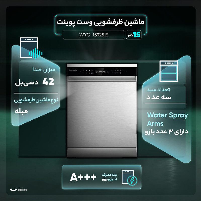 قیمت و خرید ماشین ظرفشویی 15 نفره وست پوینت مدل WYG-15925.E