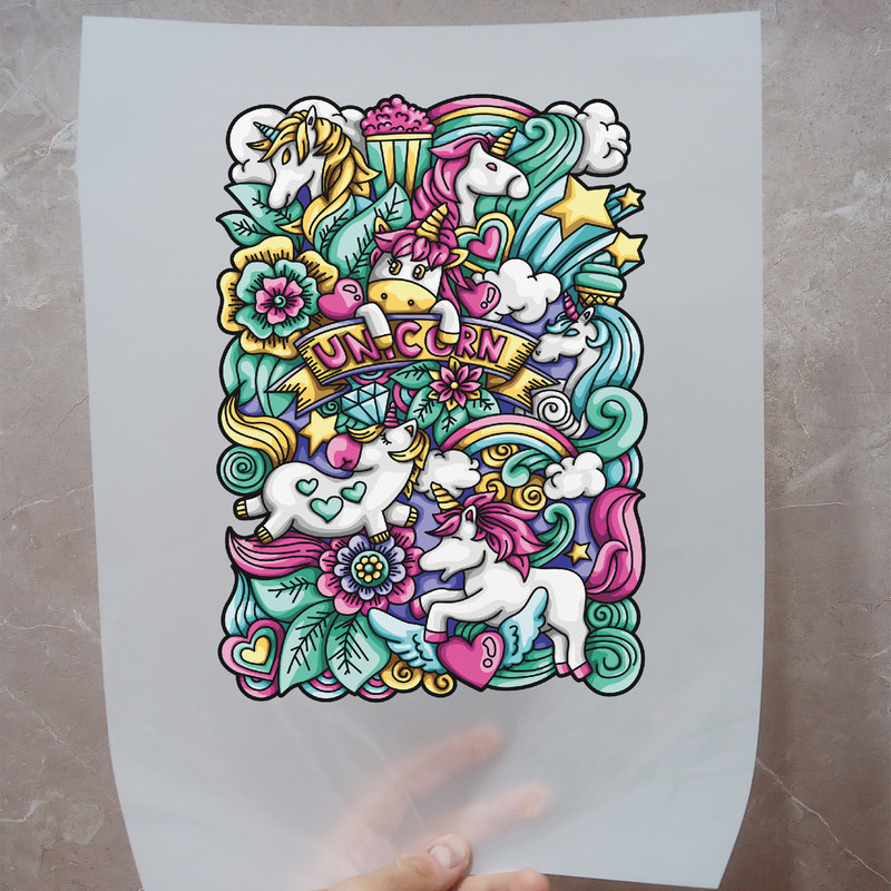 قیمت و خرید استیکر پارچه و لباس مدل dtf طرح یونیکورن کد H20.232 مجموعه 6 عددی