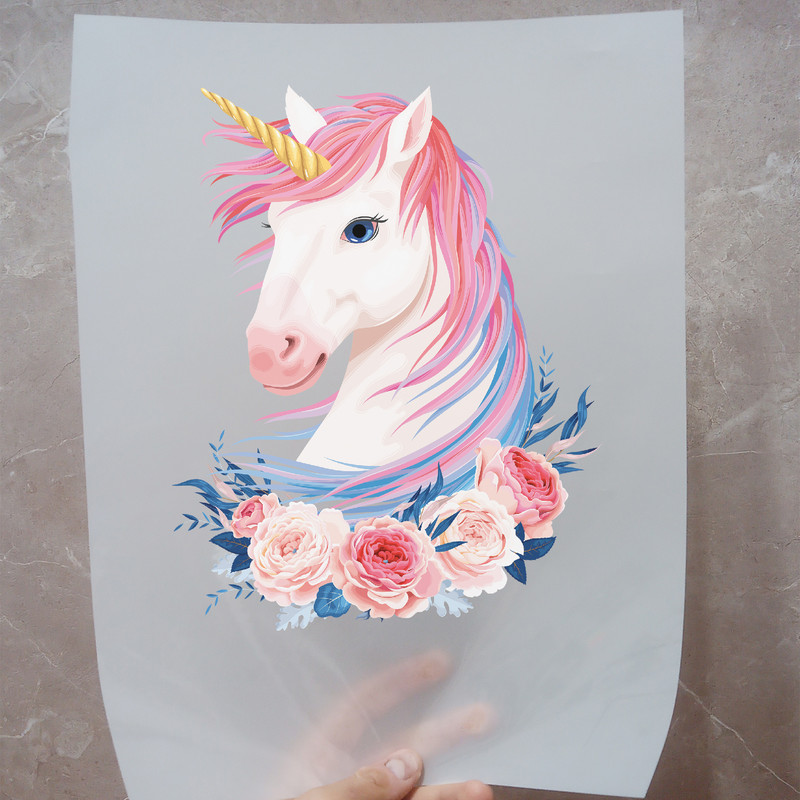 قیمت و خرید استیکر پارچه و لباس مدل dtf طرح یونیکورن کد H20.461 مجموعه 6 عددی