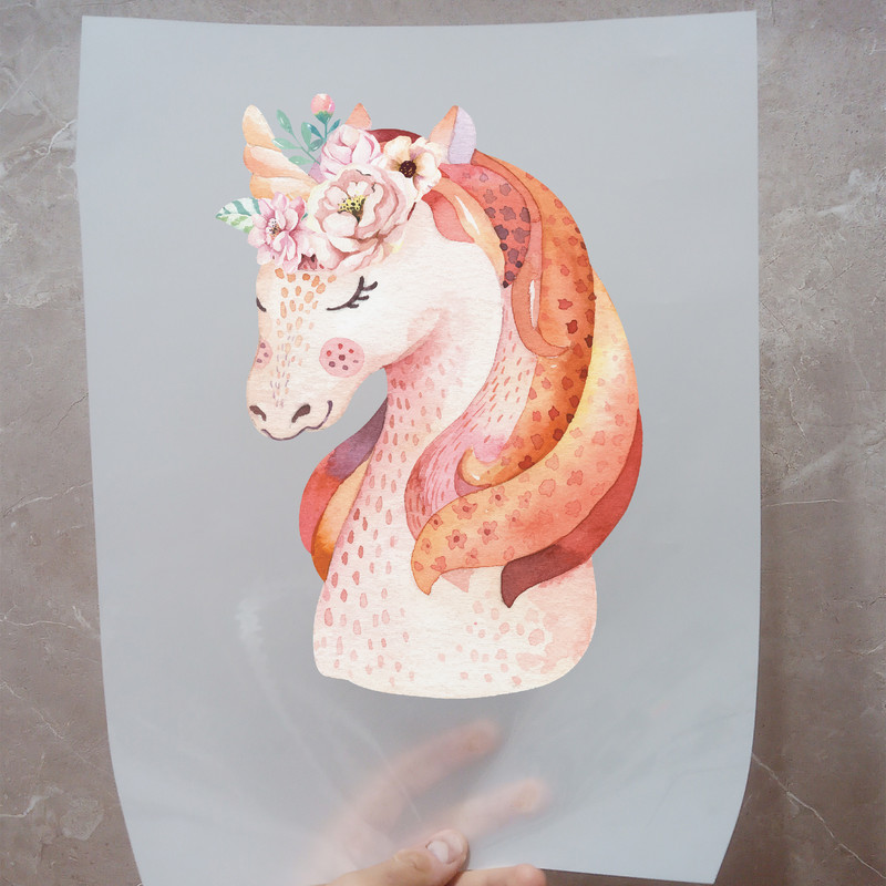 قیمت و خرید استیکر پارچه و لباس مدل dtf طرح یونیکورن کد H15.482 مجموعه 4 عددی