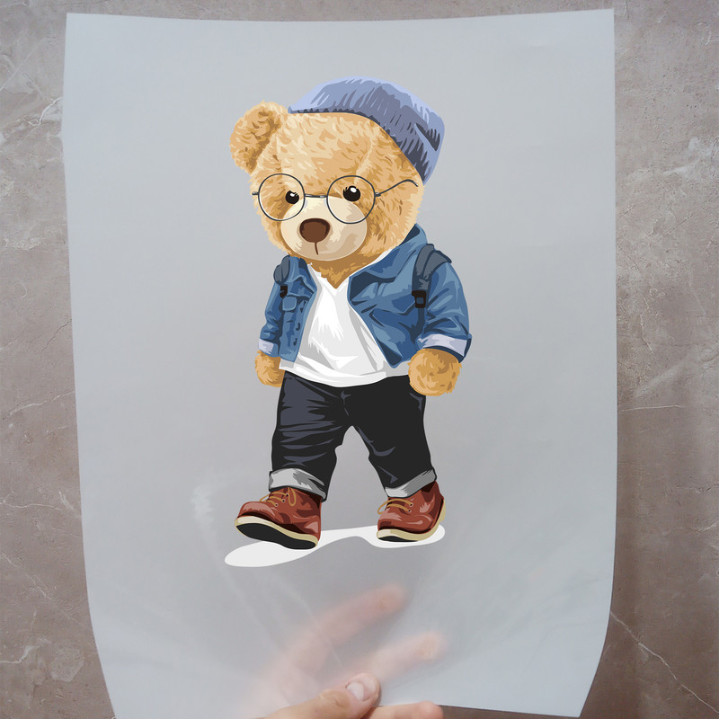 قیمت و خرید استیکر پارچه و لباس مدل dtf طرح تدی کد H20.180 مجموعه 3 عددی