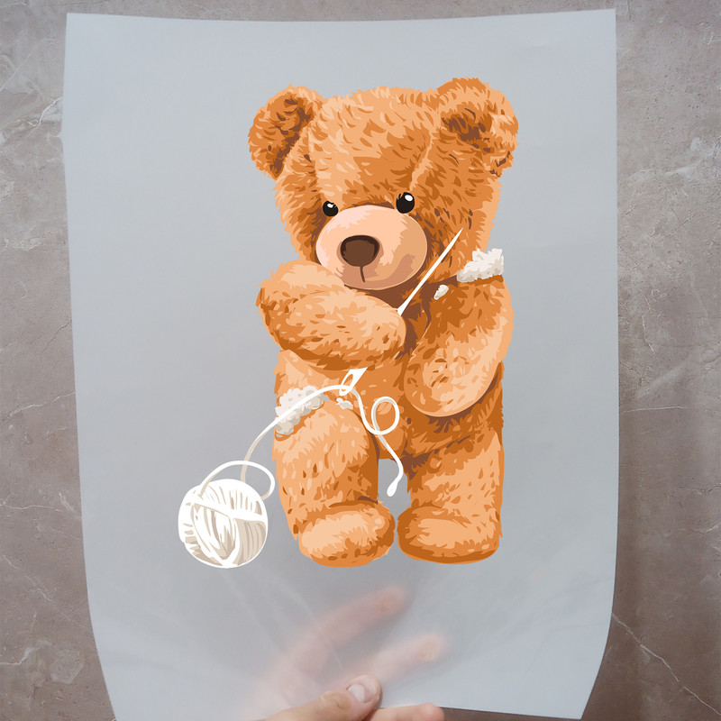 قیمت و خرید استیکر پارچه و لباس مدل dtf طرح تدی کد H20.146 مجموعه 3 عددی