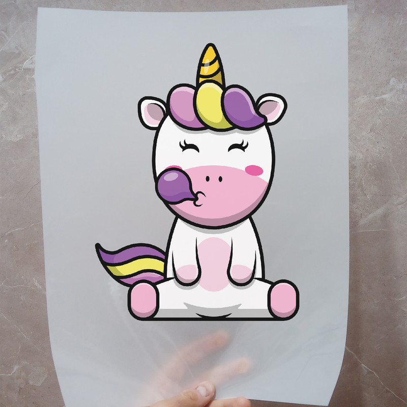 قیمت و خرید استیکر پارچه و لباس مدل dtf طرح یونیکورن کد H15.695 مجموعه 4 عددی