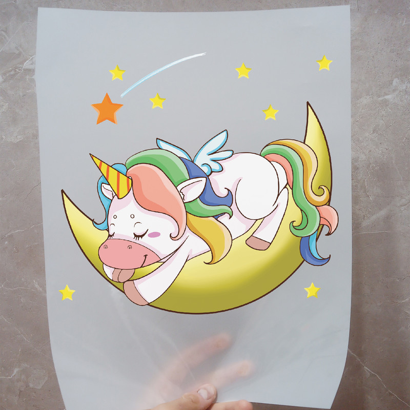 قیمت و خرید استیکر پارچه و لباس مدل dtf طرح یونیکورن کد H15.728 مجموعه 4 عددی