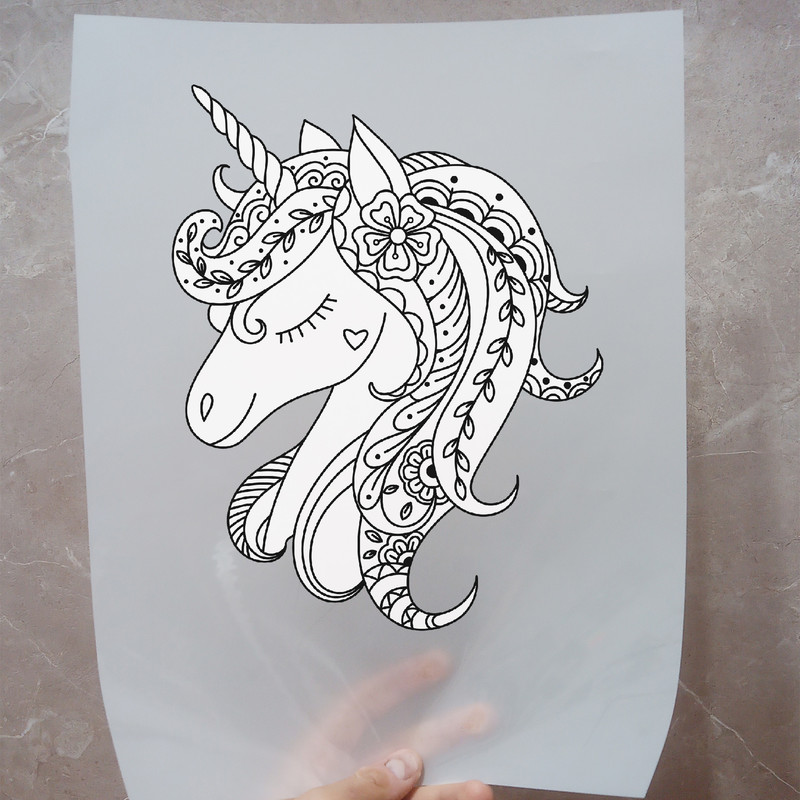 قیمت و خرید استیکر پارچه و لباس مدل dtf طرح یونیکورن کد H15.1038 مجموعه 4 عددی