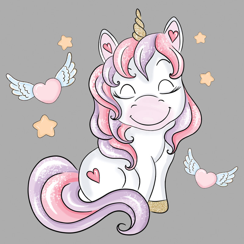 قیمت و خرید استیکر پارچه و لباس مدل dtf طرح یونیکورن کد H20.414 مجموعه 6 عددی