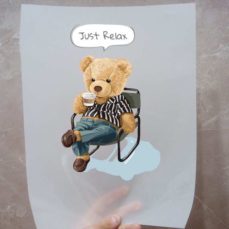 قیمت و خرید استیکر پارچه و لباس مدل dtf طرح تدی کد H20.120 مجموعه 3 عددی