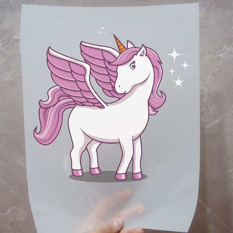 قیمت و خرید استیکر پارچه و لباس مدل dtf طرح یونیکورن کد H15.686 مجموعه 4 عددی