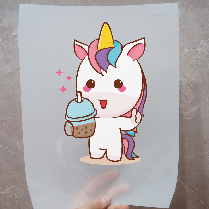 قیمت و خرید استیکر پارچه و لباس مدل dtf طرح یونیکورن کد H15.562 مجموعه 4 عددی