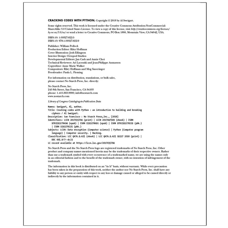 قیمت و خرید کتاب CRACKING CODES WITH PYTHON اثر Al Sweigart انتشارات ...
