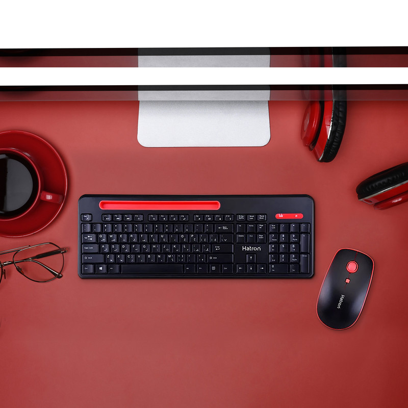 قیمت و خرید کیبورد و ماوس بی سیم هترون مدل HKCW135، سوییچ ممبران، Full-Size