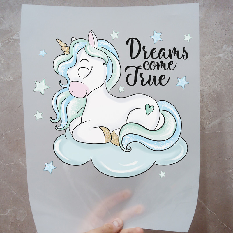 قیمت و خرید استیکر پارچه و لباس مدل dtf طرح یونیکورن کد H20.411 مجموعه 6 عددی