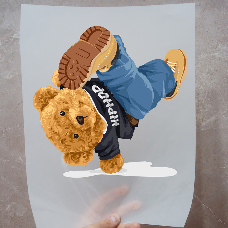 قیمت و خرید استیکر پارچه و لباس مدل dtf طرح تدی کد H15.141 مجموعه 4 عددی