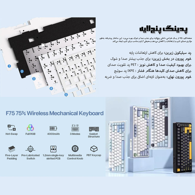 قیمت و خرید کیبورد گیمینگ آئولا مدل F75