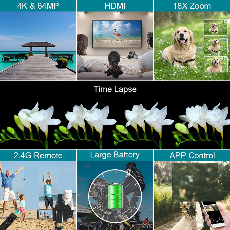 قیمت و خرید دوربین فیلم برداری مدل 4K Ultra HD 64MP Streaming 4.0 60fps