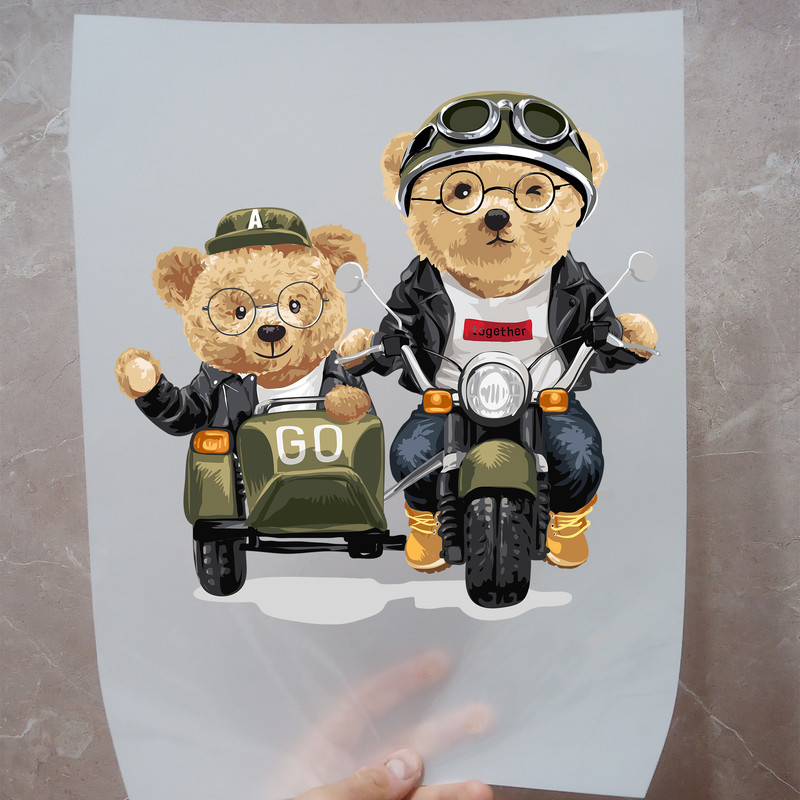 قیمت و خرید استیکر پارچه و لباس مدل dtf طرح تدی کد H15.192 مجموعه 12 عددی