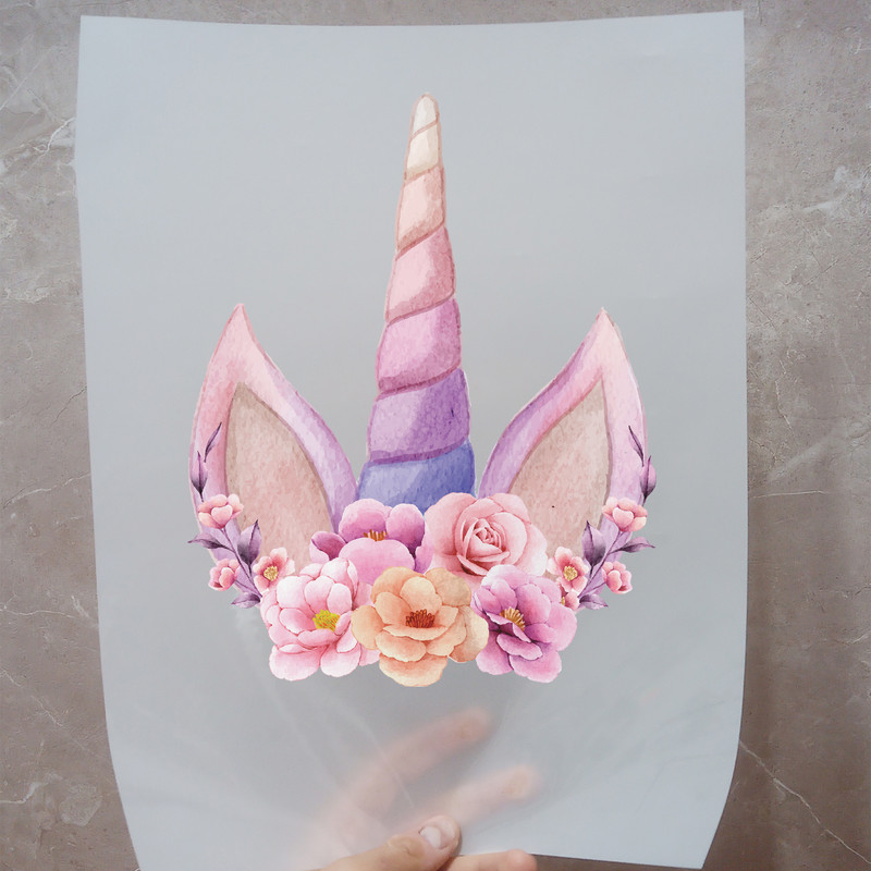 قیمت و خرید استیکر پارچه و لباس مدل dtf طرح یونیکورن کد H15.84 مجموعه 4 عددی