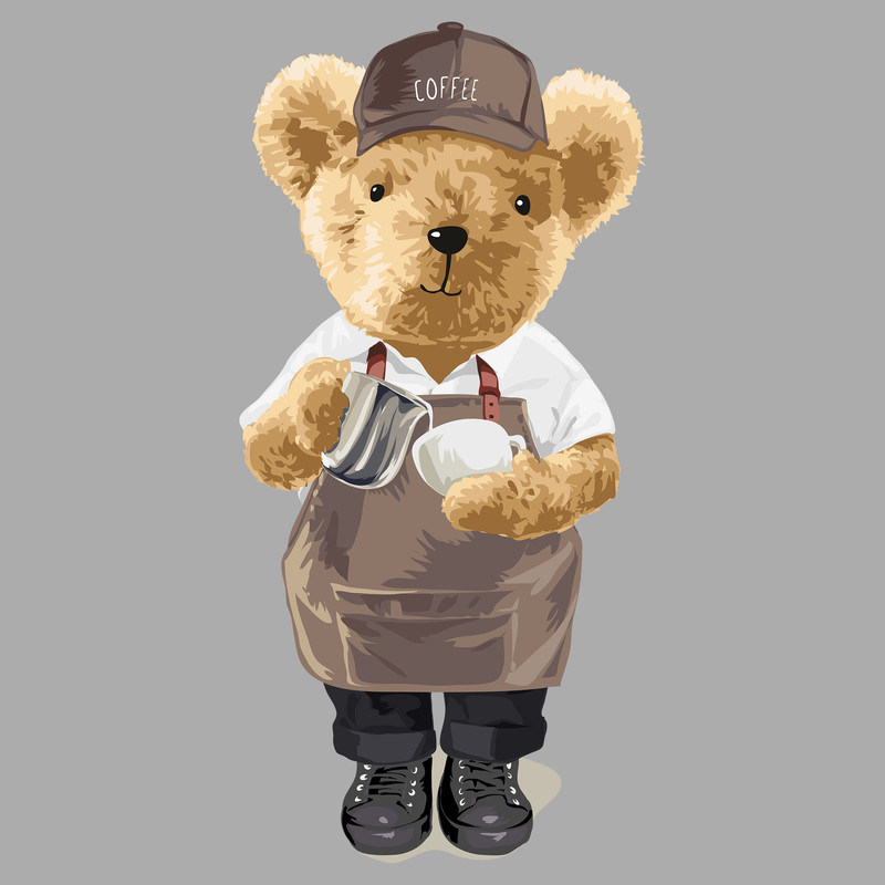 قیمت و خرید استیکر پارچه و لباس مدل dtf طرح تدی کد H15.201 مجموعه 4 عددی