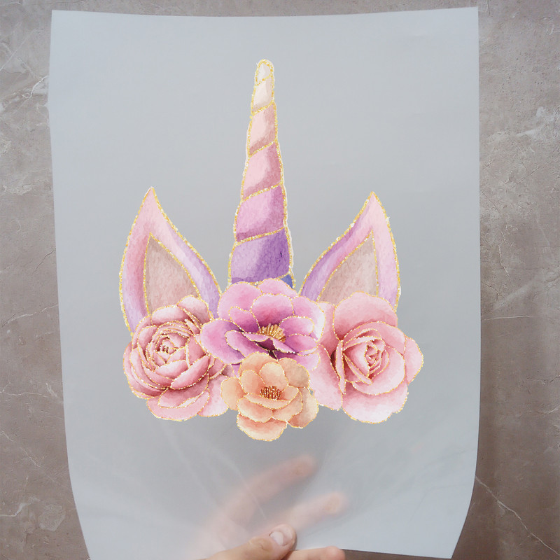 قیمت و خرید استیکر پارچه و لباس مدل dtf طرح یونیکورن کد H20.85 مجموعه 6 عددی