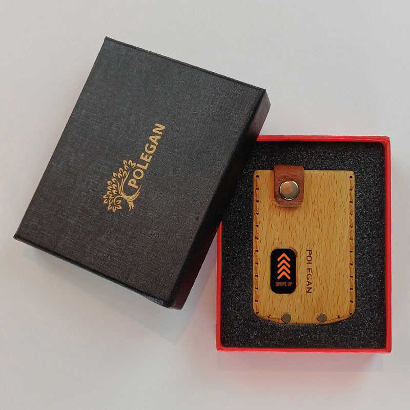 قیمت و خرید جاکارتی پولگان مدل چرم طبیعی و چوب راش کد 2201