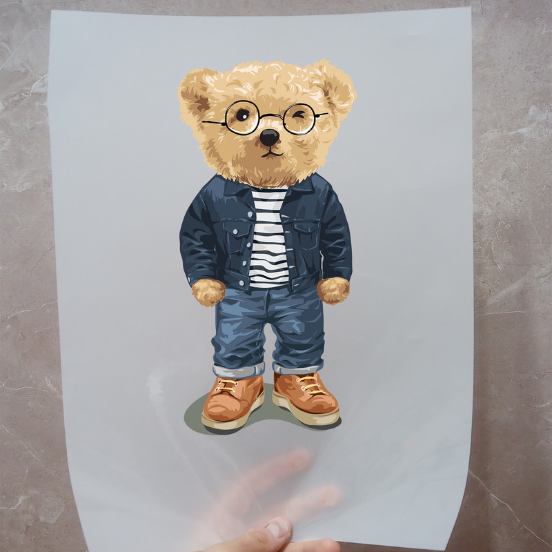 قیمت و خرید استیکر پارچه و لباس مدل dtf طرح تدی کد H20.209 مجموعه 24 عددی