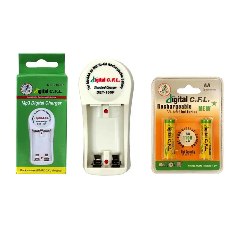 ⭐️ قیمت و خرید شارژر باتری دیجیتال سی.اف.ال مدل DET-105P به همراه بسته 2 عددی باتری قلمی شارژی C ...