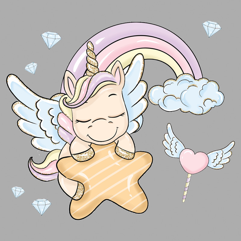 قیمت و خرید استیکر پارچه و لباس مدل dtf طرح یونیکورن کد H15.407 مجموعه 4 عددی