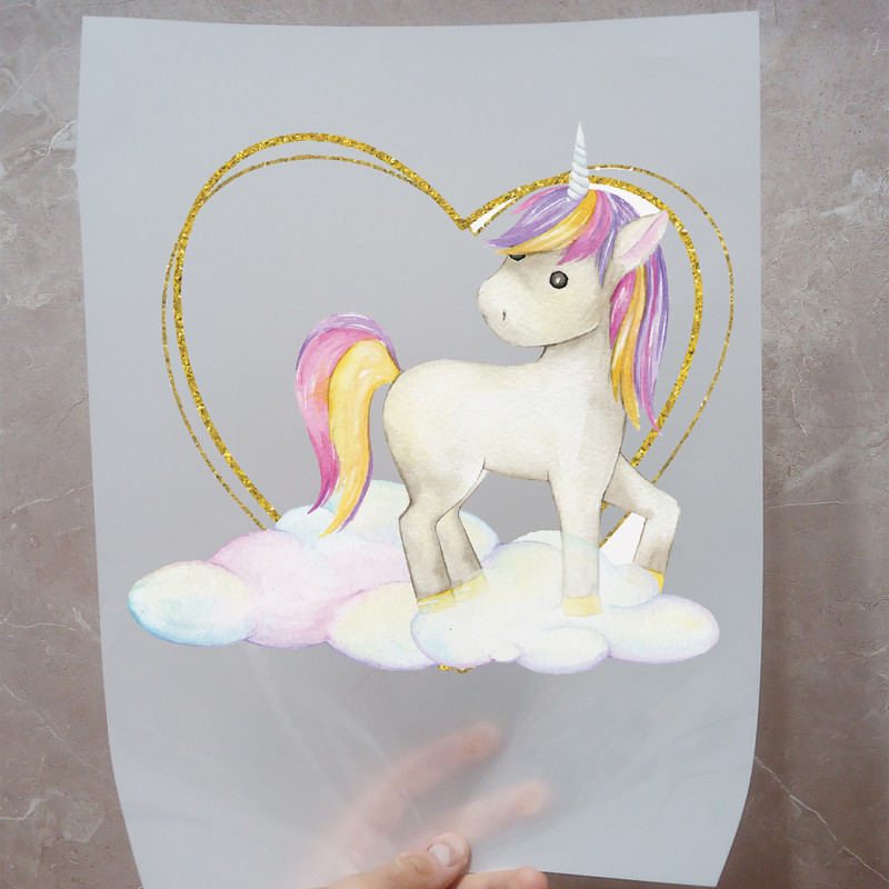 قیمت و خرید استیکر پارچه و لباس مدل dtf طرح یونیکورن کد H15.521 مجموعه 4 عددی