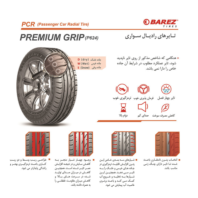 قیمت و خرید لاستیک خودرو بارز مدل P624 سایز 205/50/16 - دو حلقه