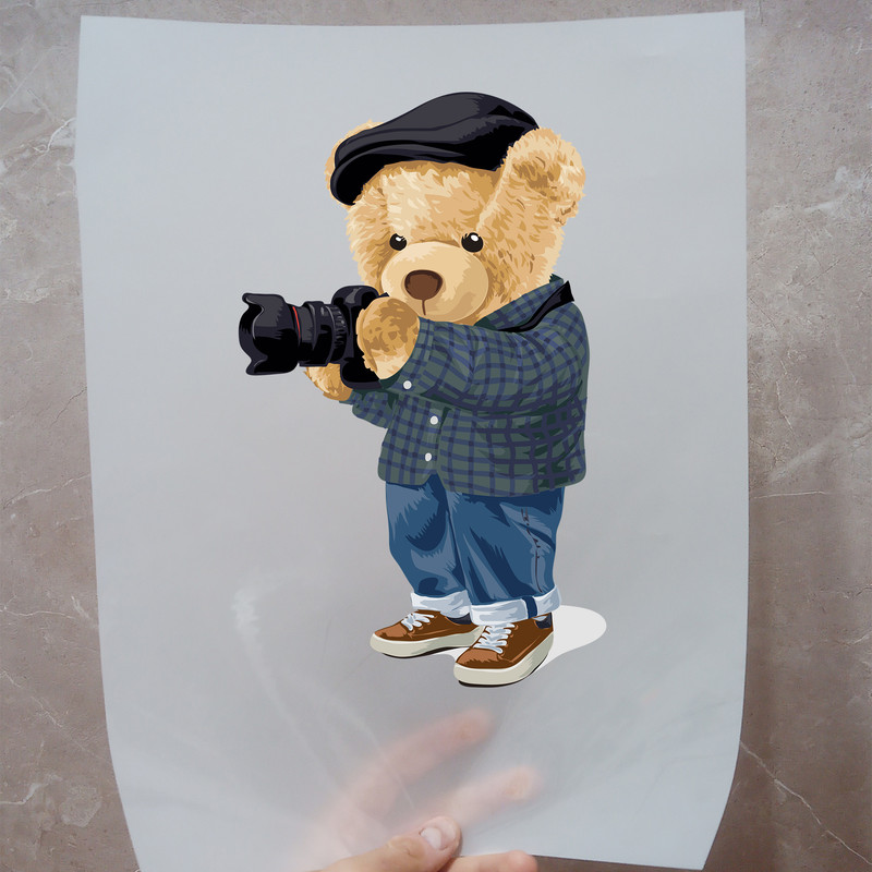 قیمت و خرید استیکر پارچه و لباس مدل dtf طرح تدی کد H20.138 مجموعه 6 عددی