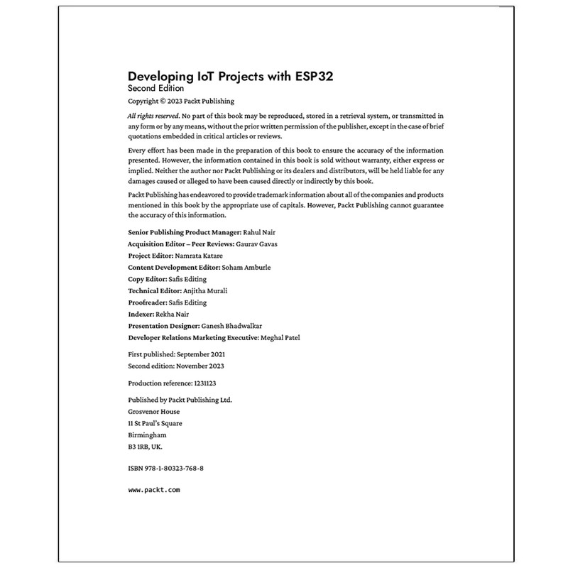 قیمت و خرید کتاب Developing Iot Projects With Esp32 Second Edition اثر Vedat Ozan Oner انتشارات
