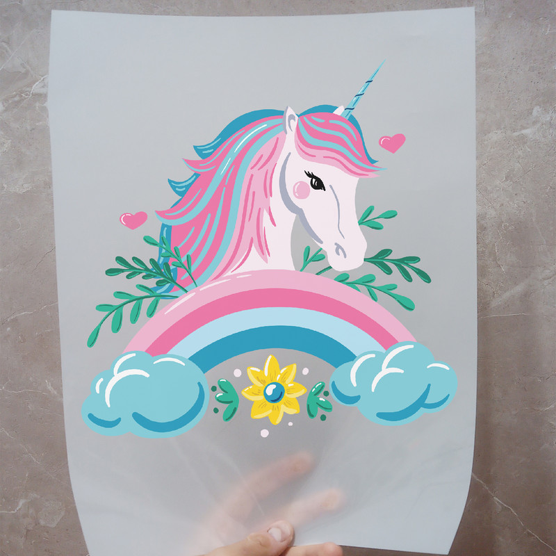 قیمت و خرید استیکر پارچه و لباس مدل dtf طرح یونیکورن کد H20.899 مجموعه 3 عددی