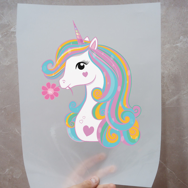 قیمت و خرید استیکر پارچه و لباس مدل dtf طرح یونیکورن کد H20.385 مجموعه 6 عددی