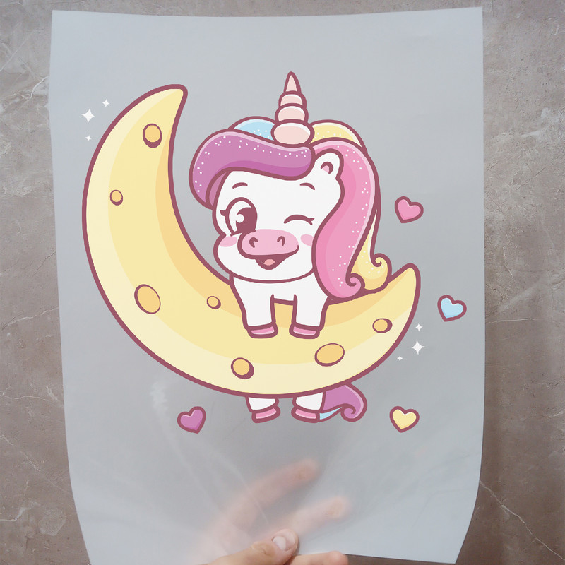 قیمت و خرید استیکر پارچه و لباس مدل dtf طرح یونیکورن کد H15.1014 مجموعه 4 عددی