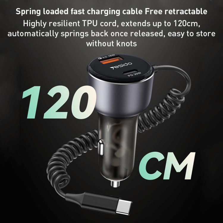 قیمت و خرید شارژر فندکی 50 وات یسیدو مدل Y57 به همراه کابل لایتنینگ