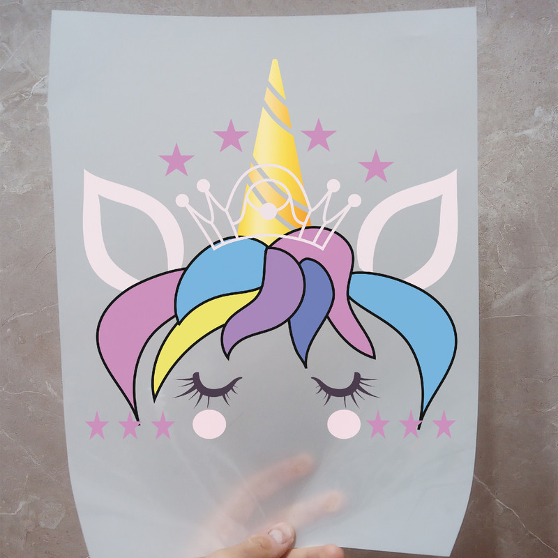 قیمت و خرید استیکر پارچه و لباس مدل dtf طرح یونیکورن کد H15.5 مجموعه 4 عددی