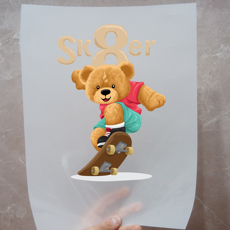 قیمت و خرید استیکر پارچه و لباس مدل dtf طرح تدی کد H30.78 مجموعه 12 عددی