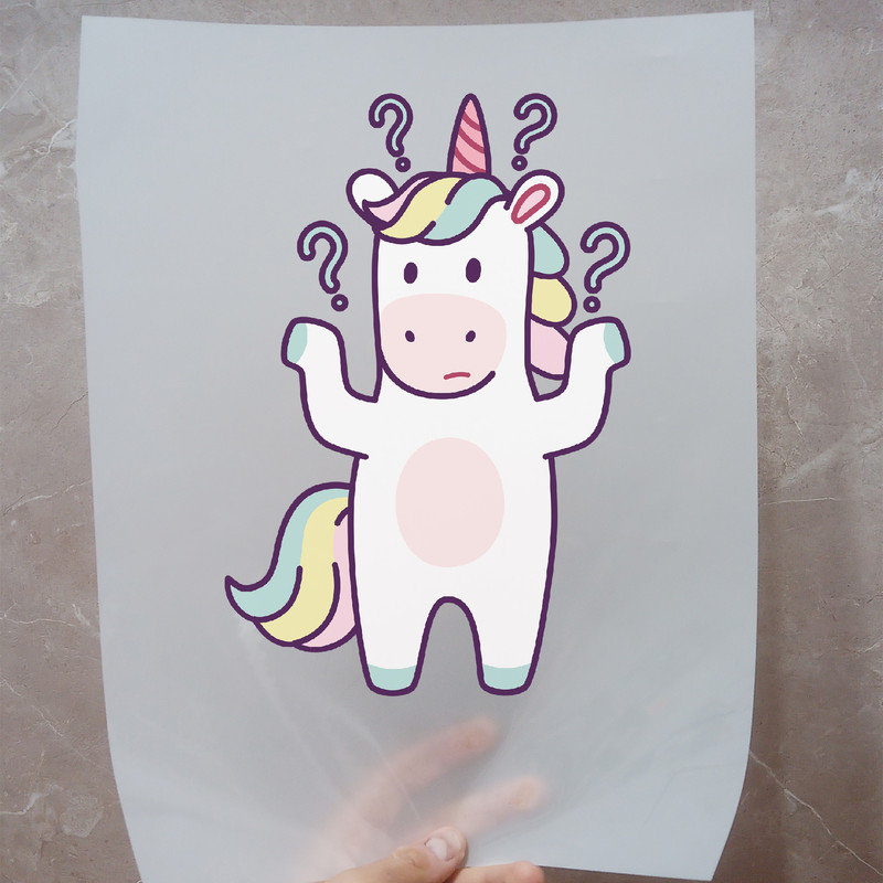 قیمت و خرید استیکر پارچه و لباس مدل dtf طرح یونیکورن کد H15.835 مجموعه 4 عددی