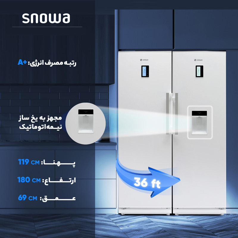 قیمت و خرید یخچال و فریزر دوقلو 36 فوت اسنوا مدل SN5-0190LW