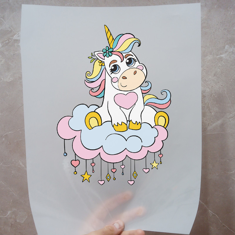 قیمت و خرید استیکر پارچه و لباس مدل dtf طرح یونیکورن کد H20.677 مجموعه 3 عددی