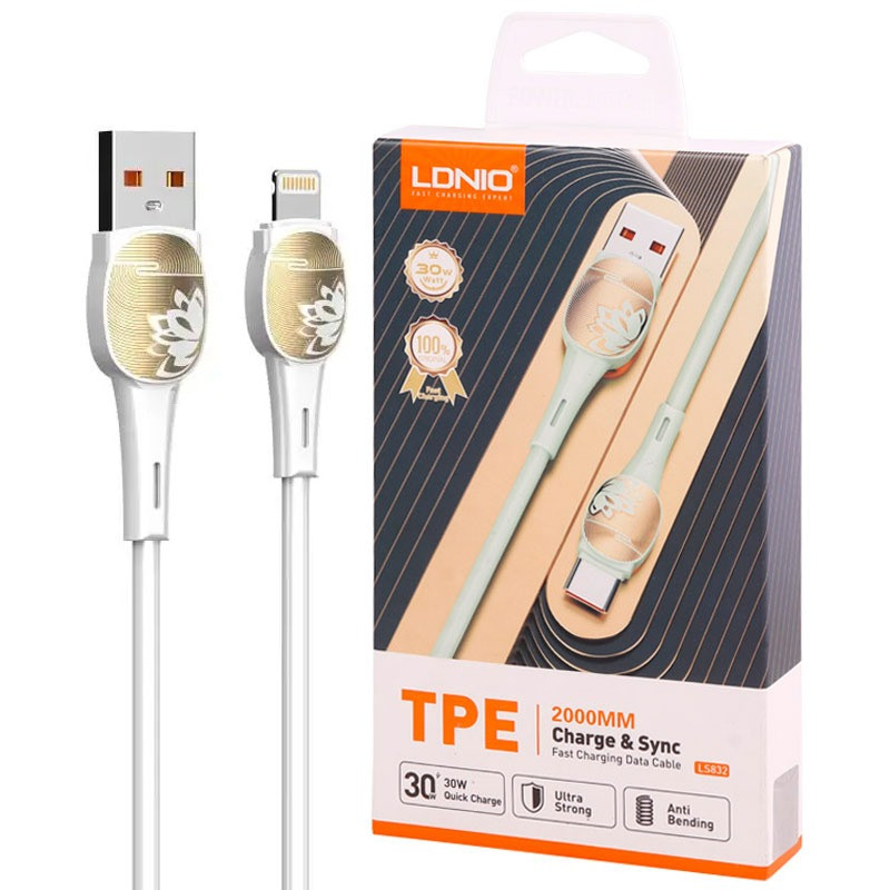 قیمت و خرید کابل تبدیل Usb به لایتنینگ الدینیو مدل Ls832 طول 2 متر