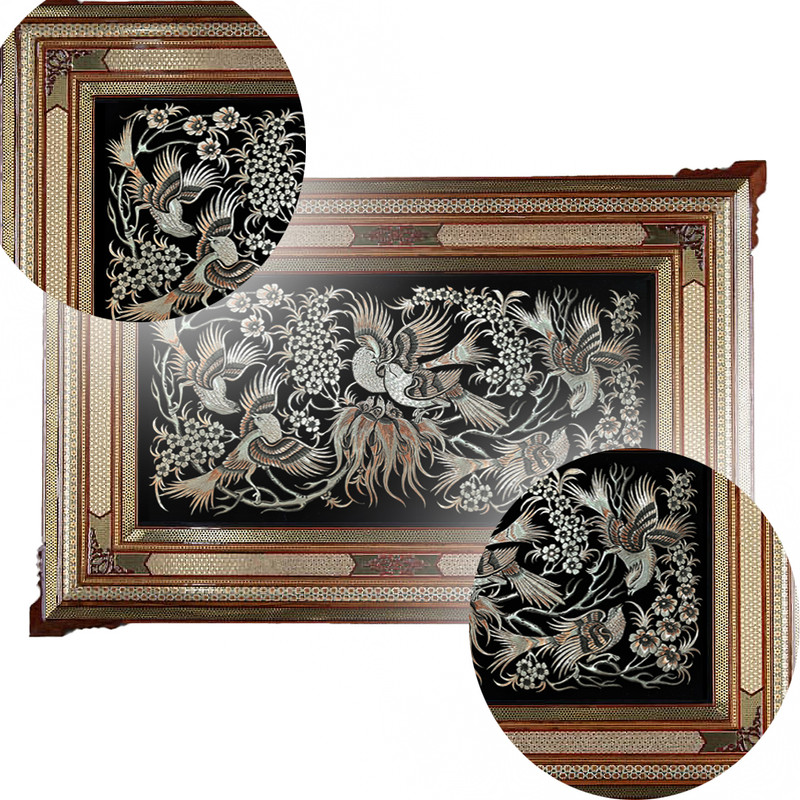 قیمت و خرید تابلو قلمزنی طرح گل و مرغ یکاد کدQ02