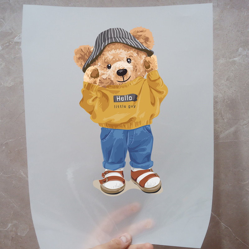 قیمت و خرید استیکر پارچه و لباس مدل dtf طرح تدی کد H15.173 مجموعه 4 عددی