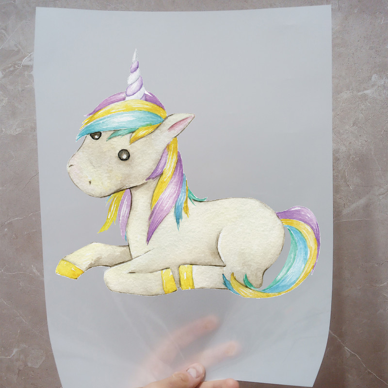 قیمت و خرید استیکر پارچه و لباس مدل dtf طرح یونیکورن کد H20.513 مجموعه 6 عددی