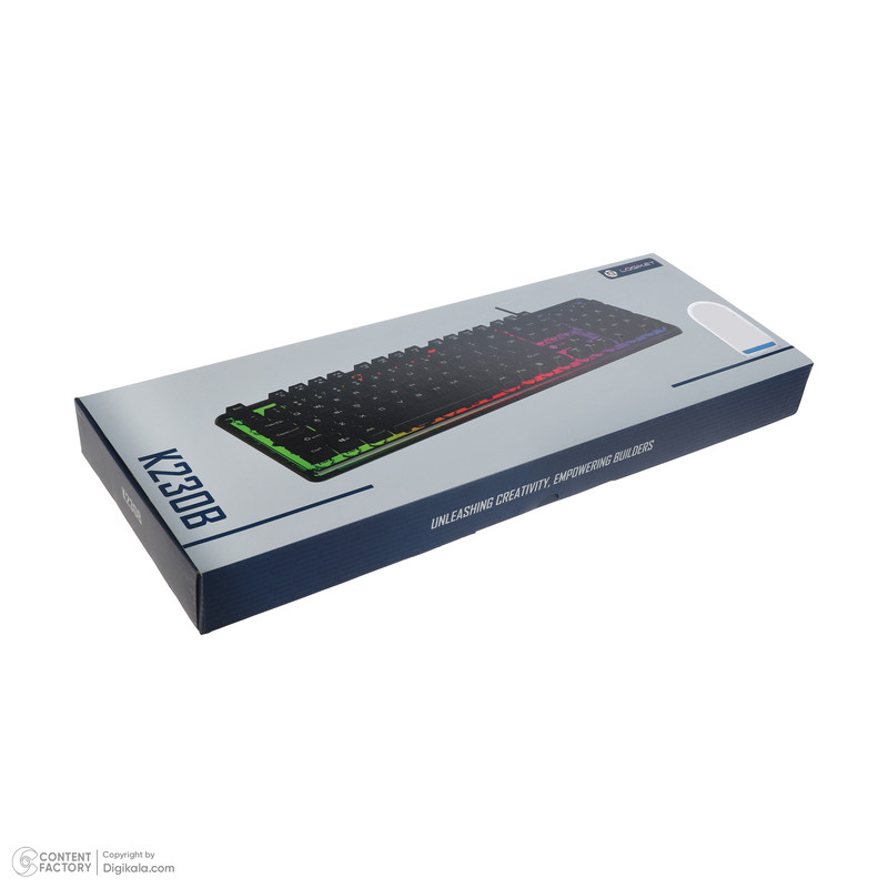 قیمت و خرید کیبورد گیمینگ لاجی کی مدل K230B، سوییچ ممبران، Full-Size، نورپردازی RGB